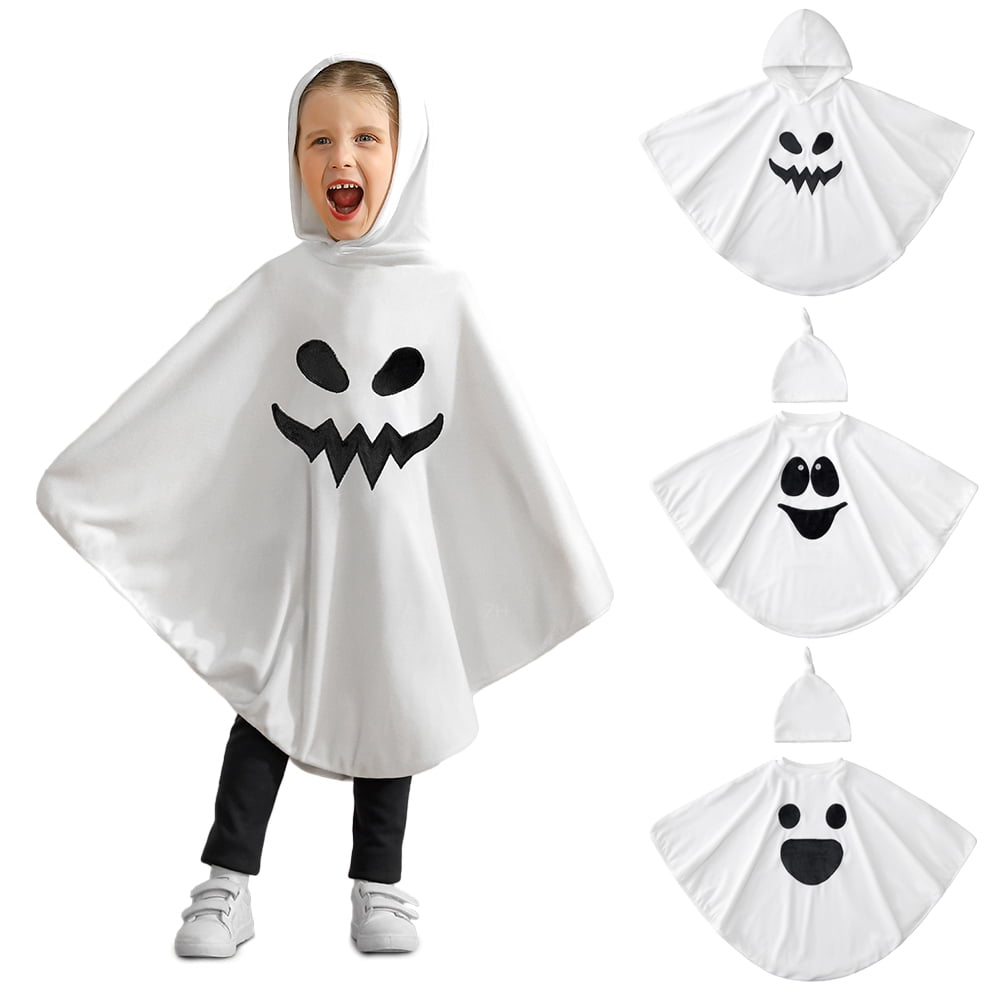 URMAGIC Toddler Baby Boys Girls Halloween Costume White Ghost Face Cloak Cape Party Cosplay Robe ...
