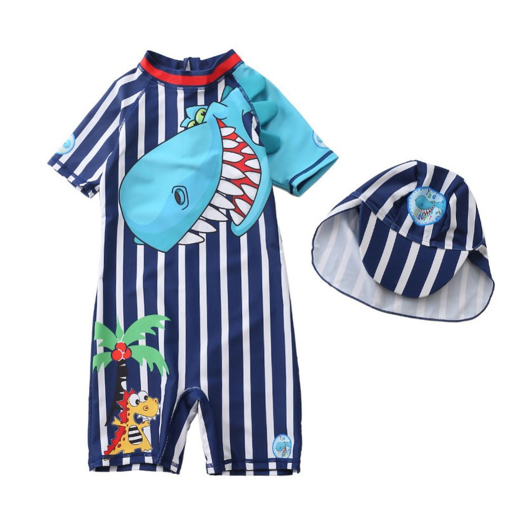URMAGIC Toddler Boys One Piece Zip Sunsuits with Sun Hat UPF 50+ Kid ...