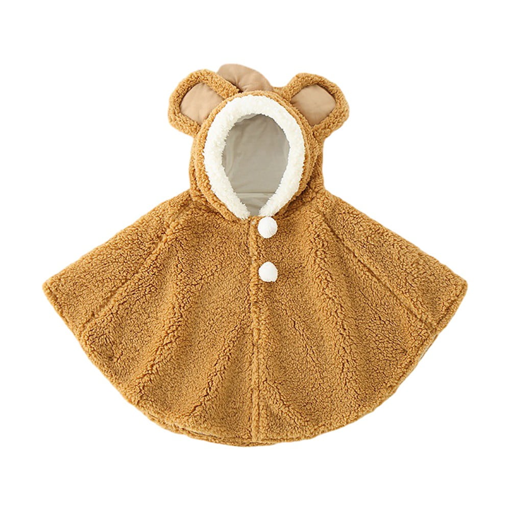 URMAGIC Toddler Girl Boy Poncho Cape Cute Fleece Hooded Cloak Coat ...
