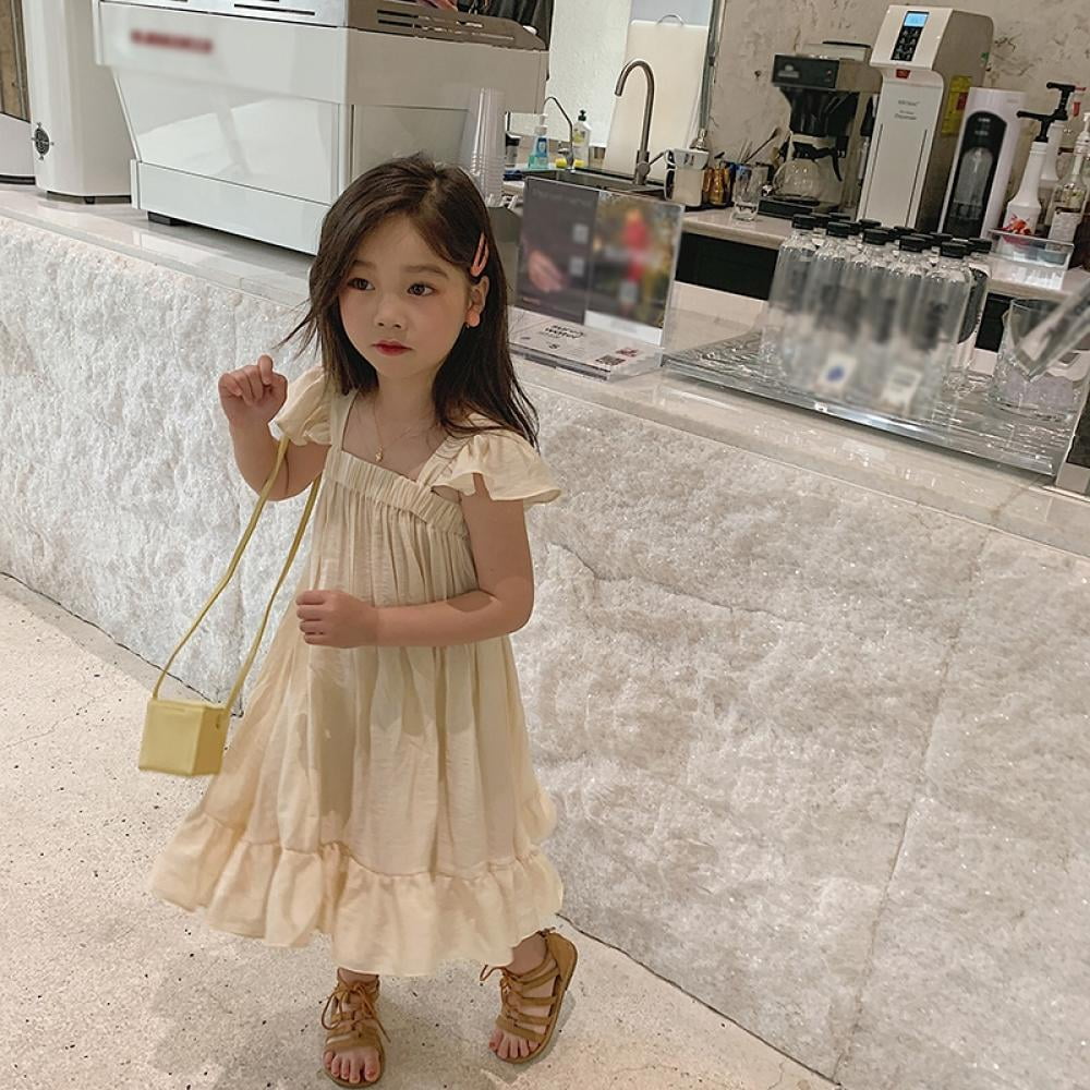 URMAGIC Toddler Girl Dress Casual Dresses Flying Sleeve Sundress Summer ...