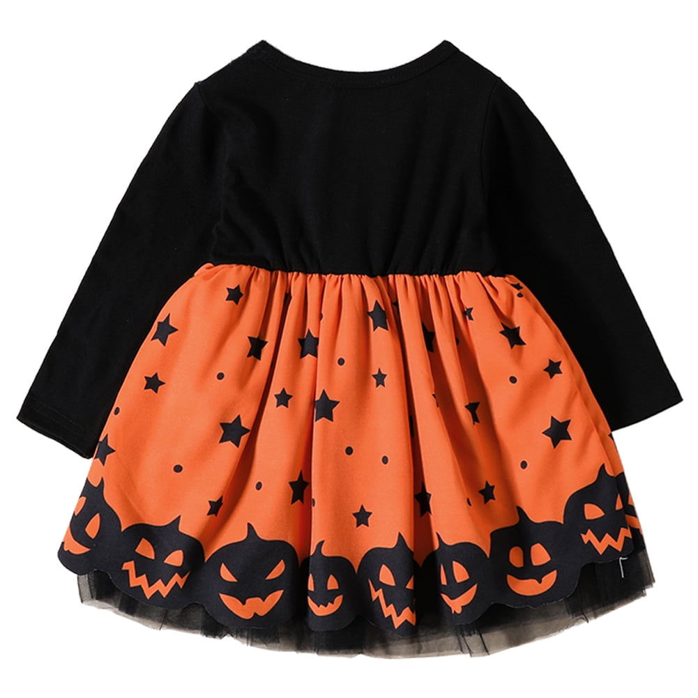 URMAGIC Toddler Girls Halloween Dress Long Sleeve Pumpkin Skirt ...