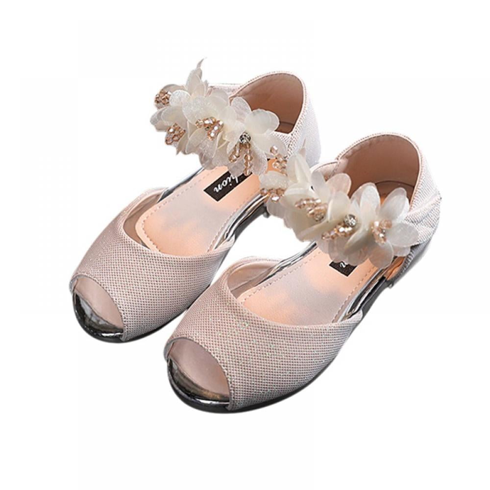 URMAGIC Toddler Little Kid Big Kid Dress Open Toe Flower Rhinestone ...