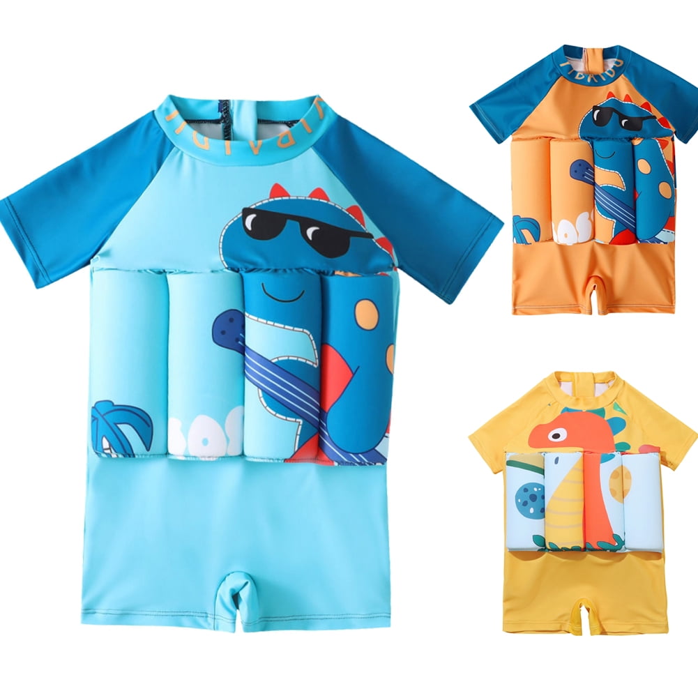 URMAGIC URMAGIC 2-6Y Kid Boy Short Sleeve One Piece Swimsuit Float Suit Cute Dinosaur Buoyancy ...