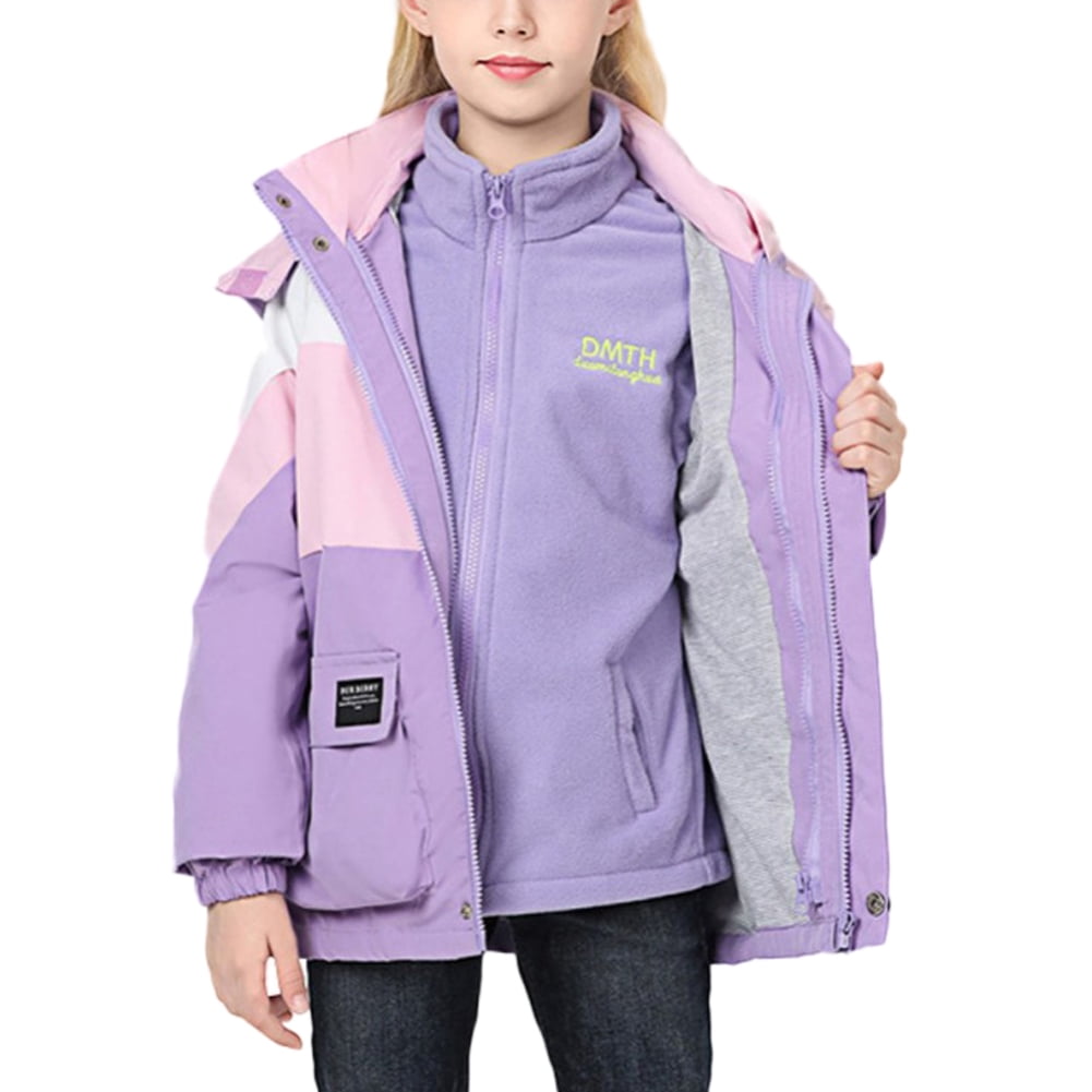 URMAGIC URMAGIC 3-13Y Child Girls Fleece Jacket Windbreaker 2-in-1 ...