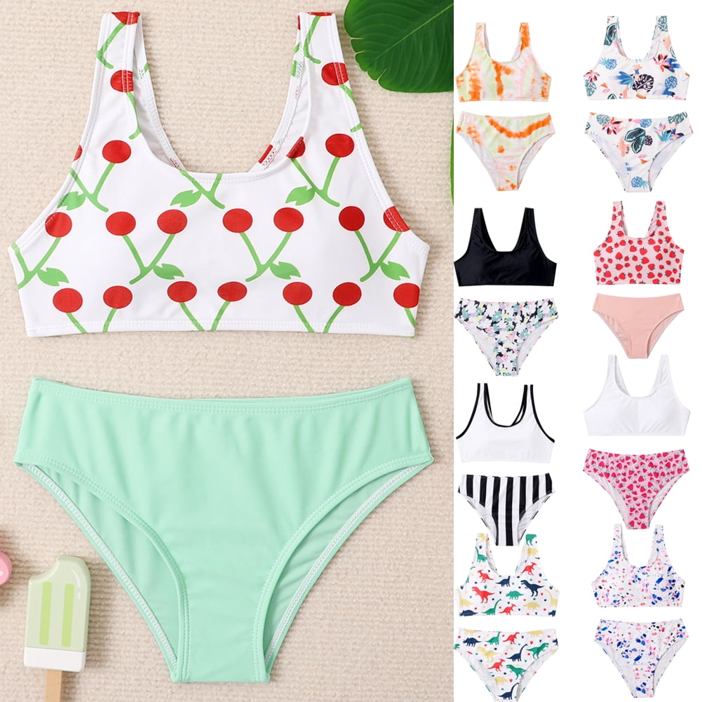 URMAGIC URMAGIC Big Girls Floral Sport Bra Bikini Bottoms Two Pieces ...