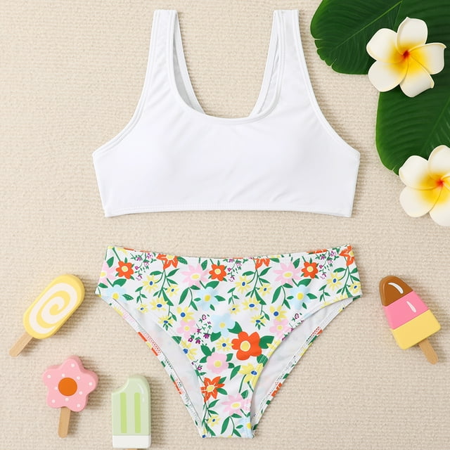 URMAGIC URMAGIC Big Girls Floral Sport Bra Bikini Bottoms Two Pieces ...