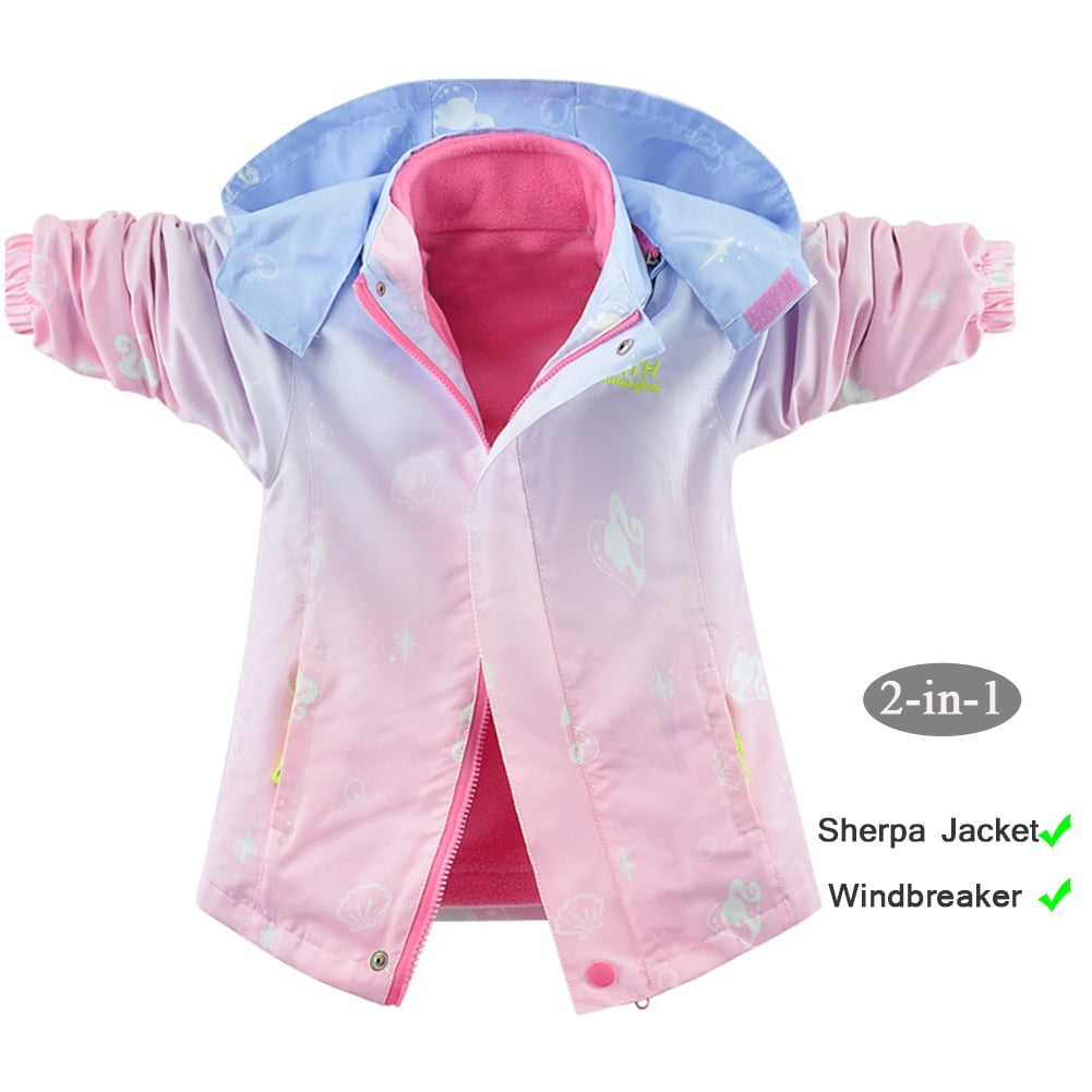URMAGIC URMAGIC Child Girls Fleece Jacket+Gradient Color Hardshell ...