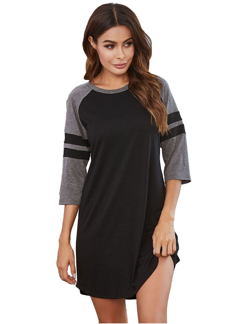 URMAGIC Women's Cotton Nightshirt Short Sleeve Nightgown Pajama Dress ...