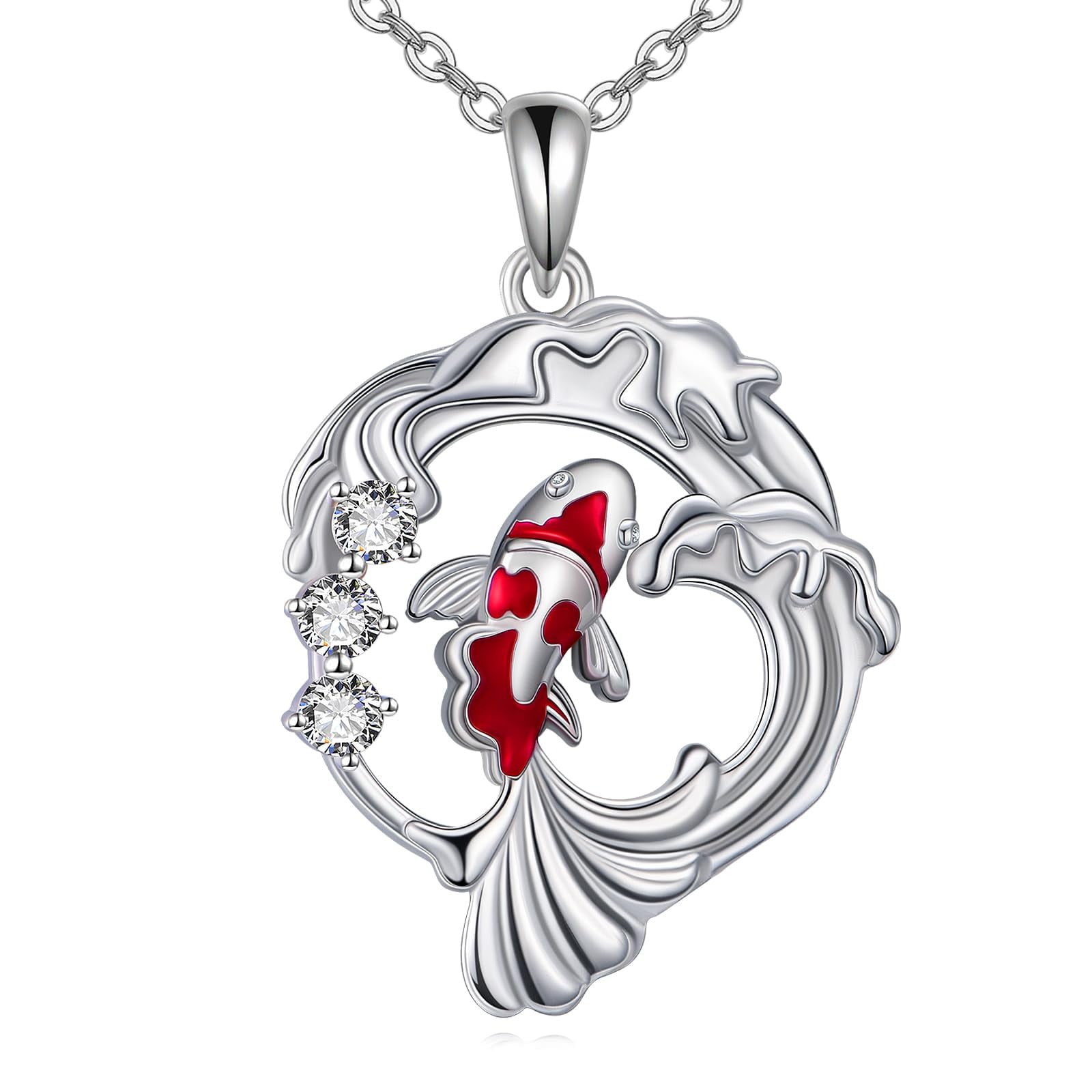 URONE Koi Fish Necklace 925 Sterling Silver Koi Fish Pendant Fish ...