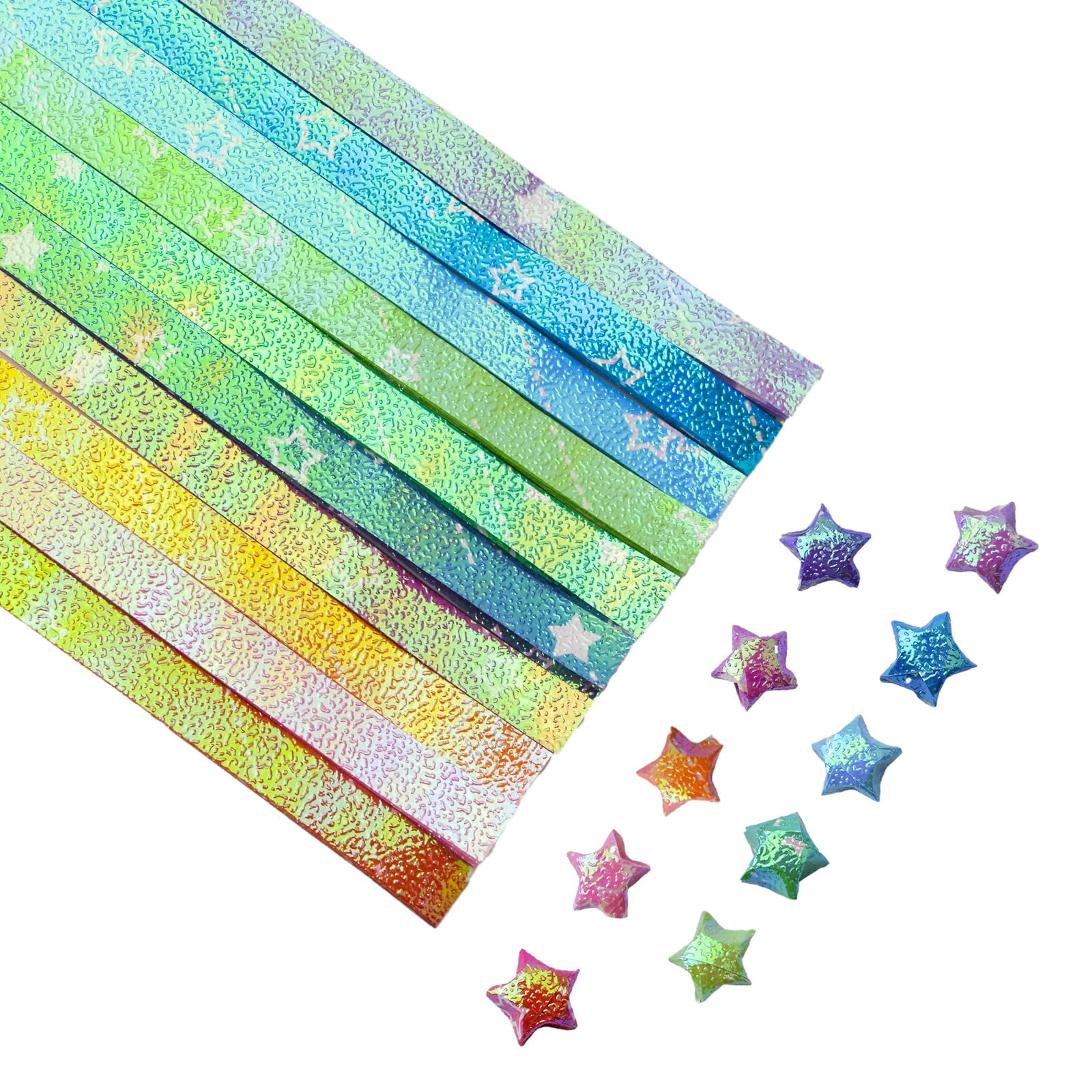 URROMA Star Origami Paper, KEF16 900pcs 10 Colors Lucky Star Glitter ...