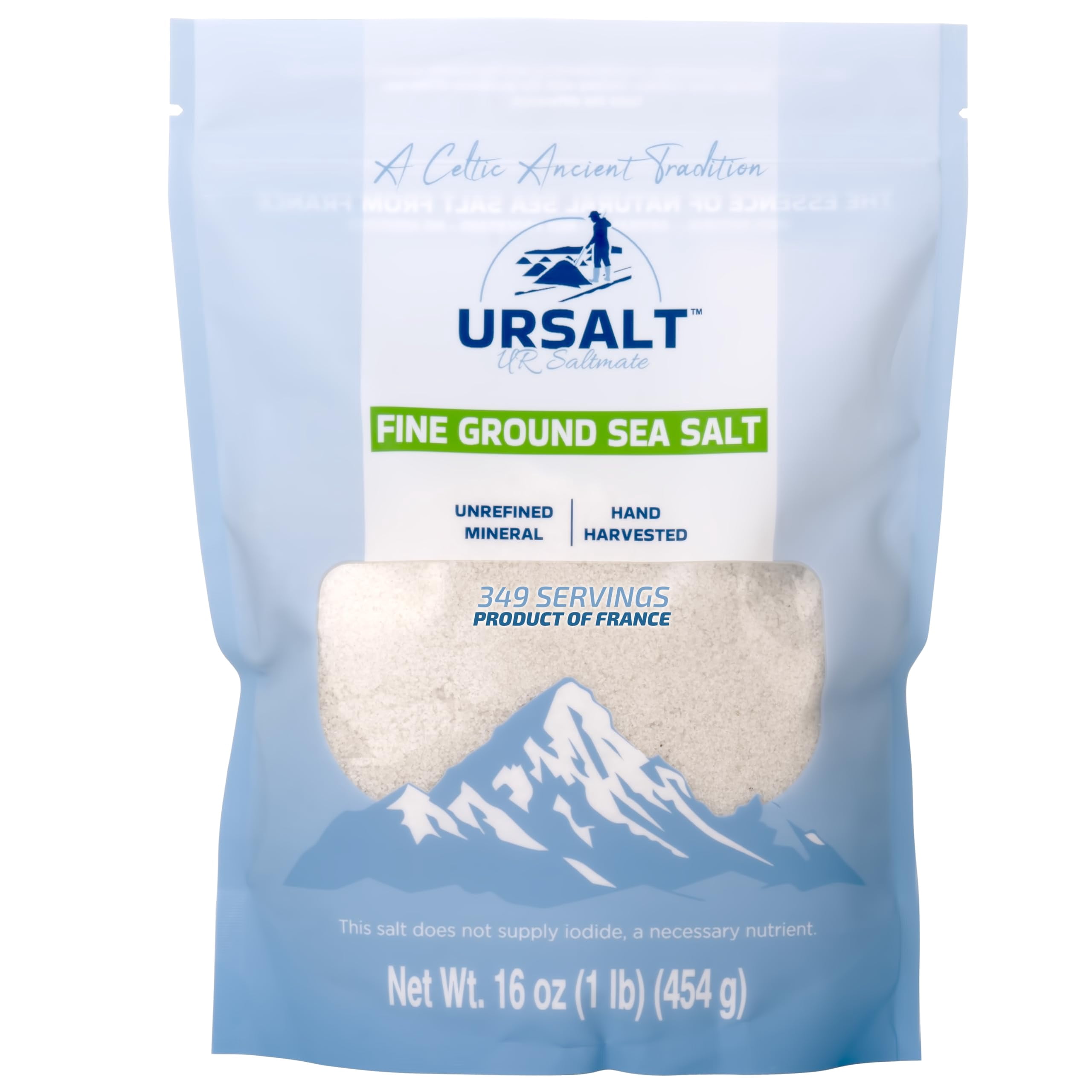 URSALT French Sea Salt Fine MDA05 Ground (1lb - 454g) +82 Minerals Rich ...