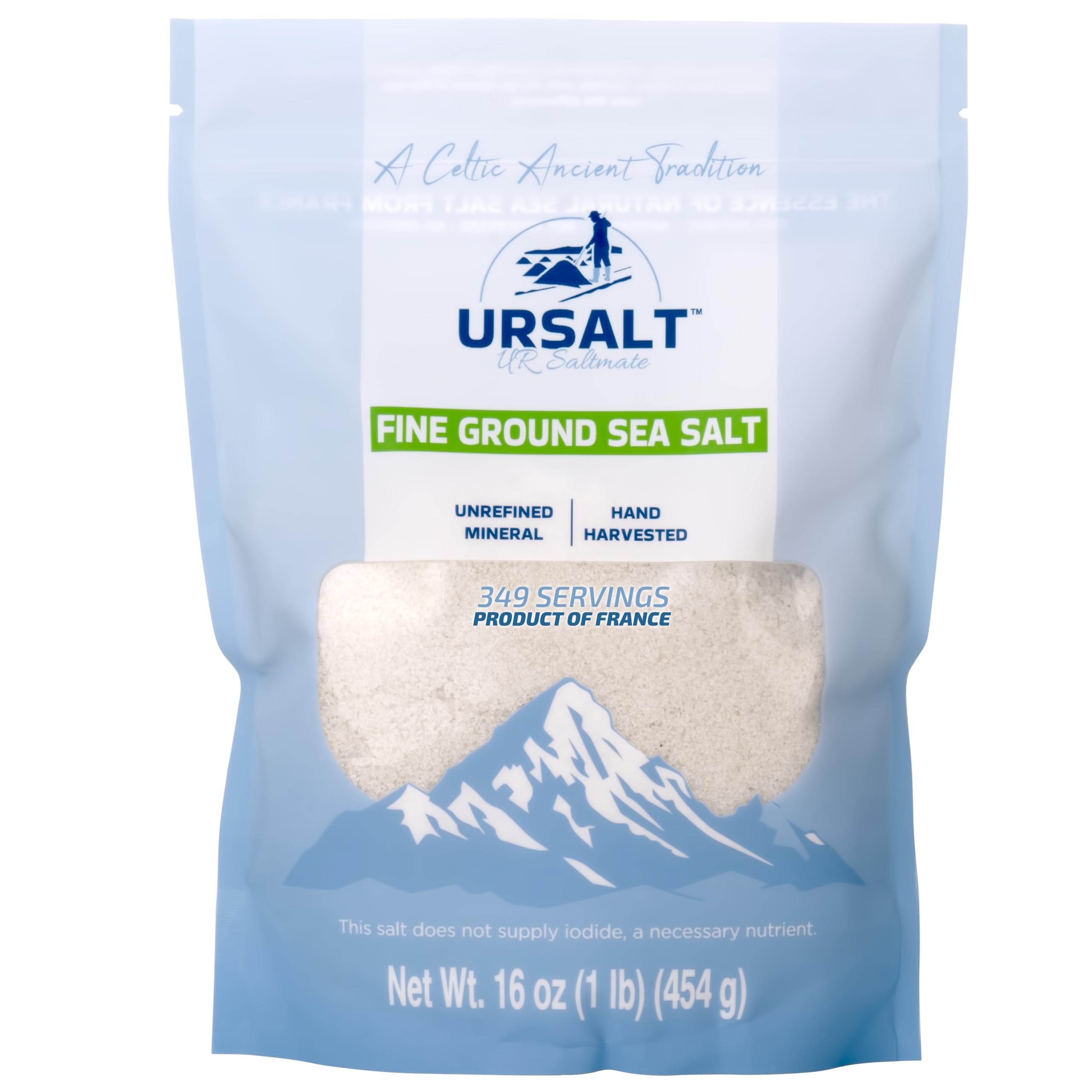 URSALT French Sea Salt KEF28 Fine Ground (1lb - 454g) +82 Minerals Rich ...
