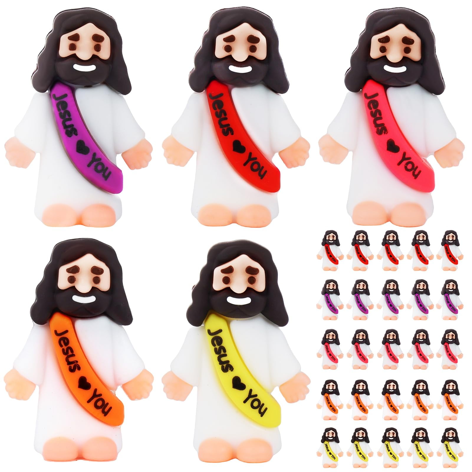 URSKYTOUS 25Pcs Little Jesus Figures Bulk Mini Jesus Love You Figurines ...