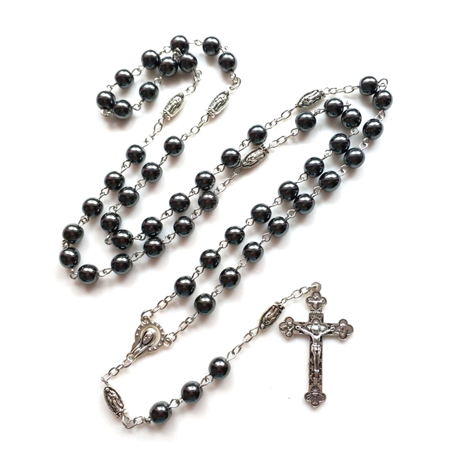 URTERYSER Black Rosary Necklaces Catholic Crucifix Pendant Souvenirs ...