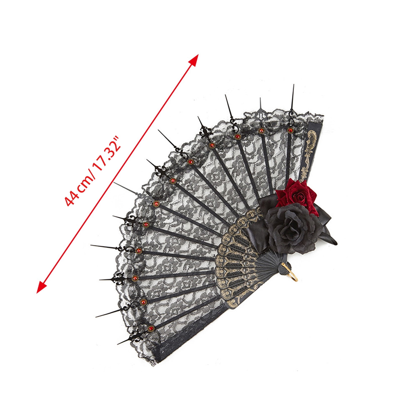 URTERYSER Lace Handheld Fan Vintage Japanese Style Rose Folding Fan for ...