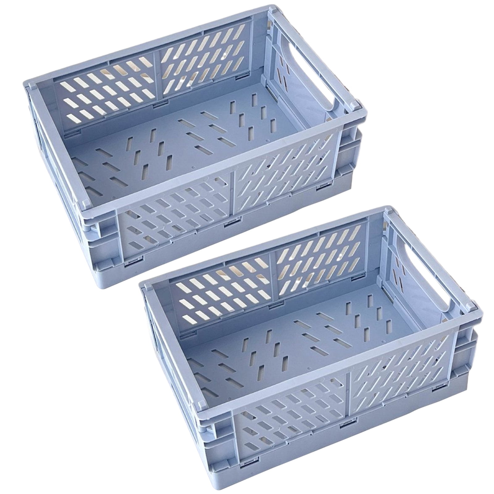 URTERYSER Plastic Baskets Foldable Desk Crates Storage Box Stackable ...