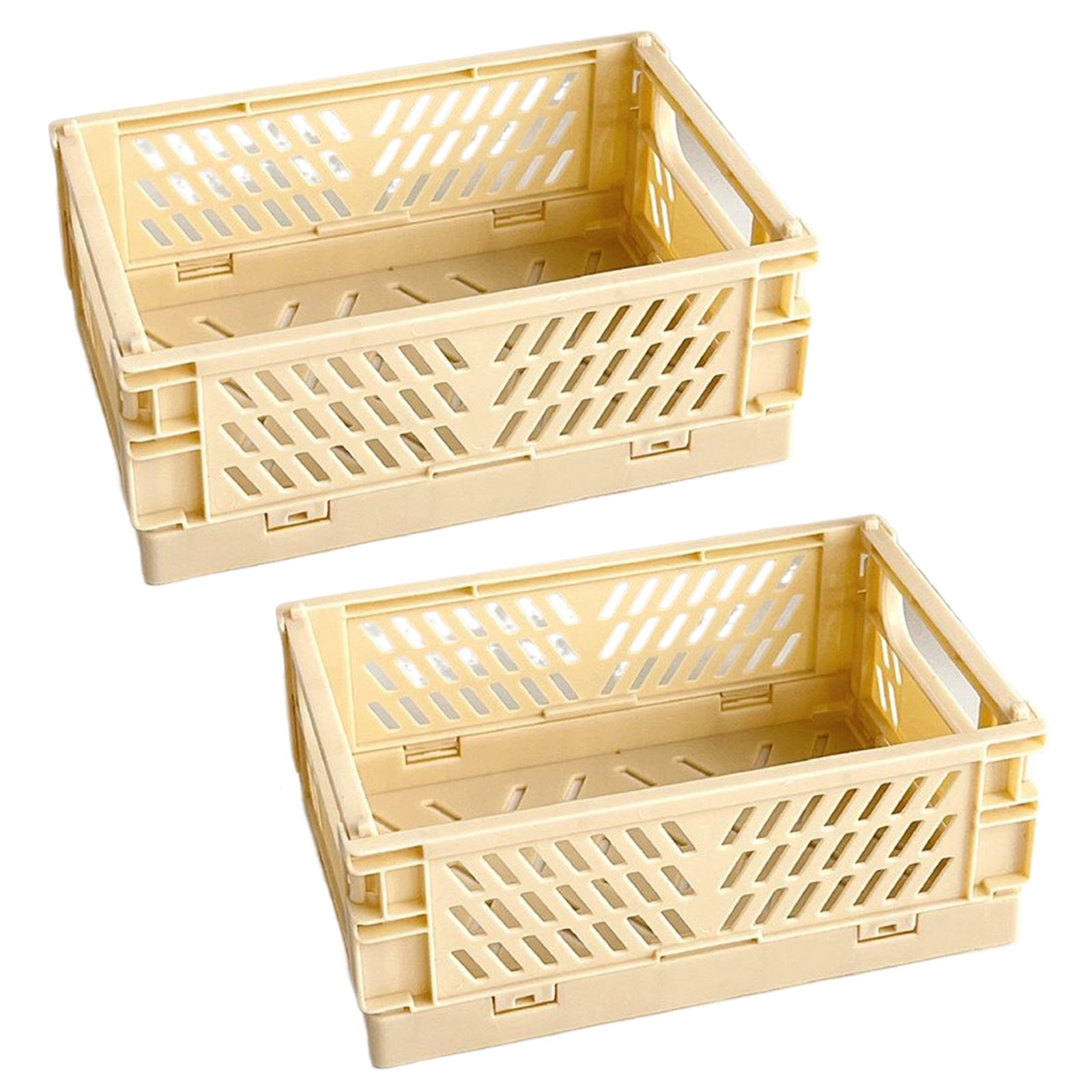 URTERYSER Plastic Baskets Foldable Desk Crates Storage Box Stackable ...