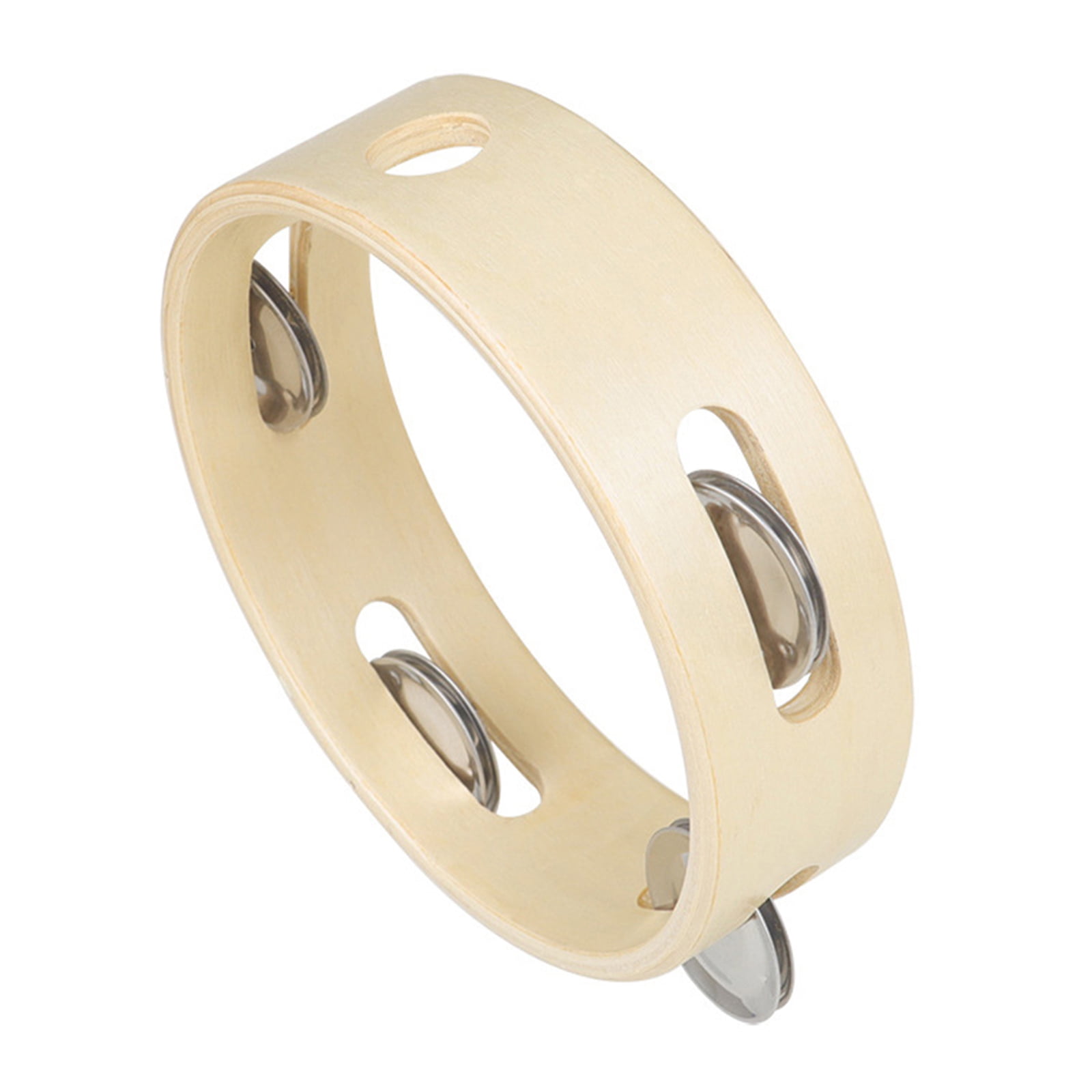 URTERYSER Wood Round Single Row Tambourines Handheld Percussion 6inch ...