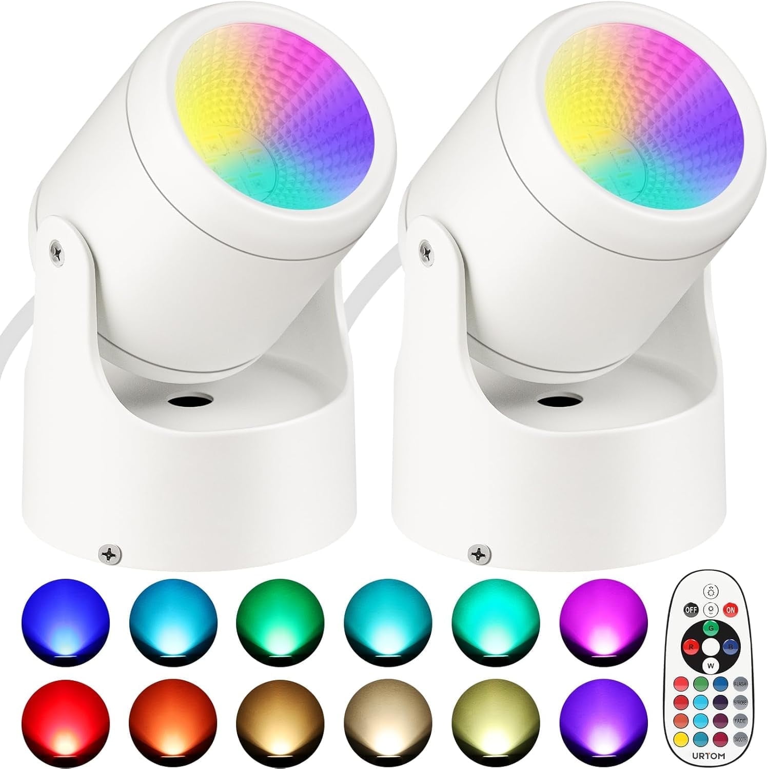 URTOM 6W RGBW Uplighting Indoor Color Changing Up Lights with Remote ...