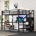 URTR Full Size Heavy Duty Metal Loft Bed with L-Shaped Desk, Storage ...