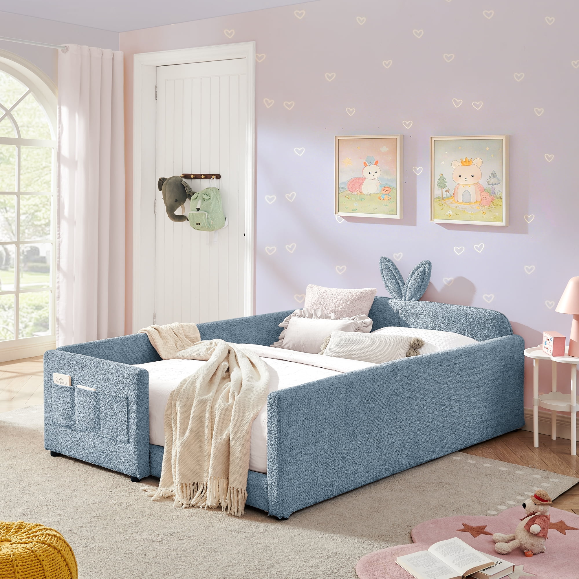 URTR Full Size Upholstered Platform Bed Frame with Cute Rabbit Ear ...