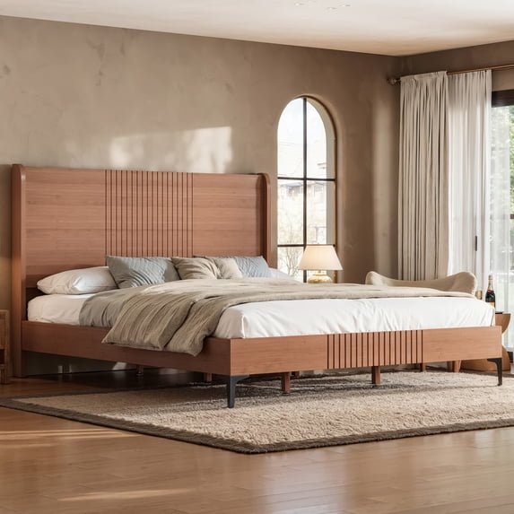 URTR King Size Platform Bed with Bamboo Construction, Mid-Century ...