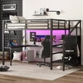 URTR Queen Size Heavy Duty Metal Loft Bed with L-Shaped Desk, Storage ...