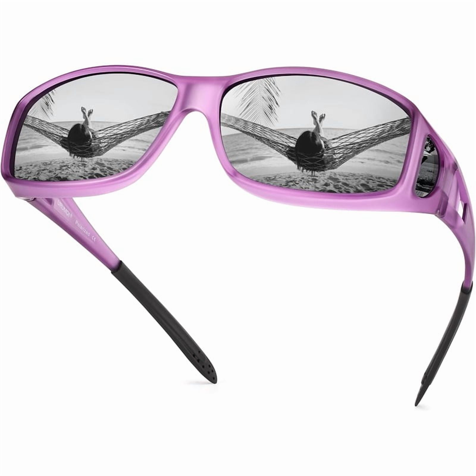 URUMQI Polarized Sunglasses Fit Over Glasses for Men Women, Wrap-around ...