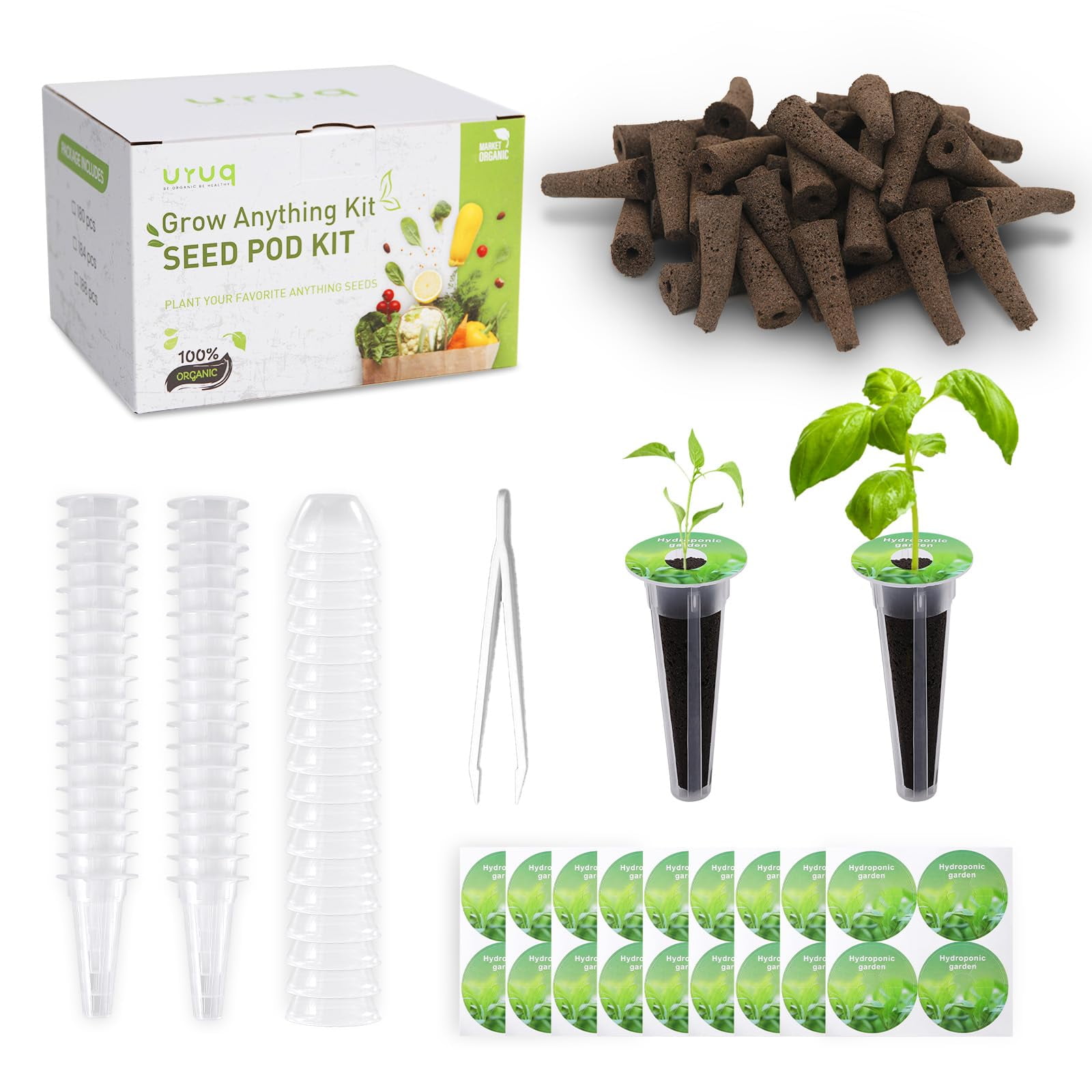 URUQ 140Pcs Hydroponic Pods Supplies: Grow Anything Kit 35 Grow Sponges ...