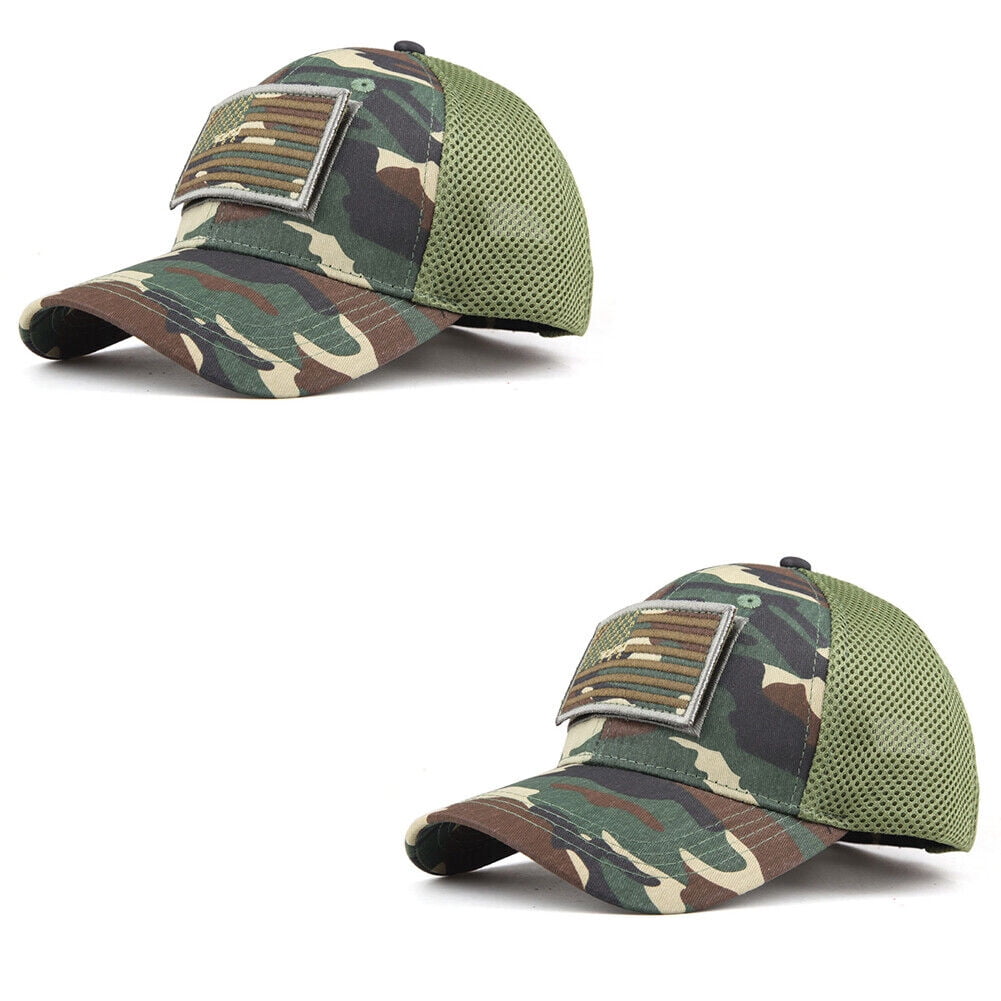 US 1-2 American Flag Hat Tactical Army Detachable Patch Mesh Camo ...