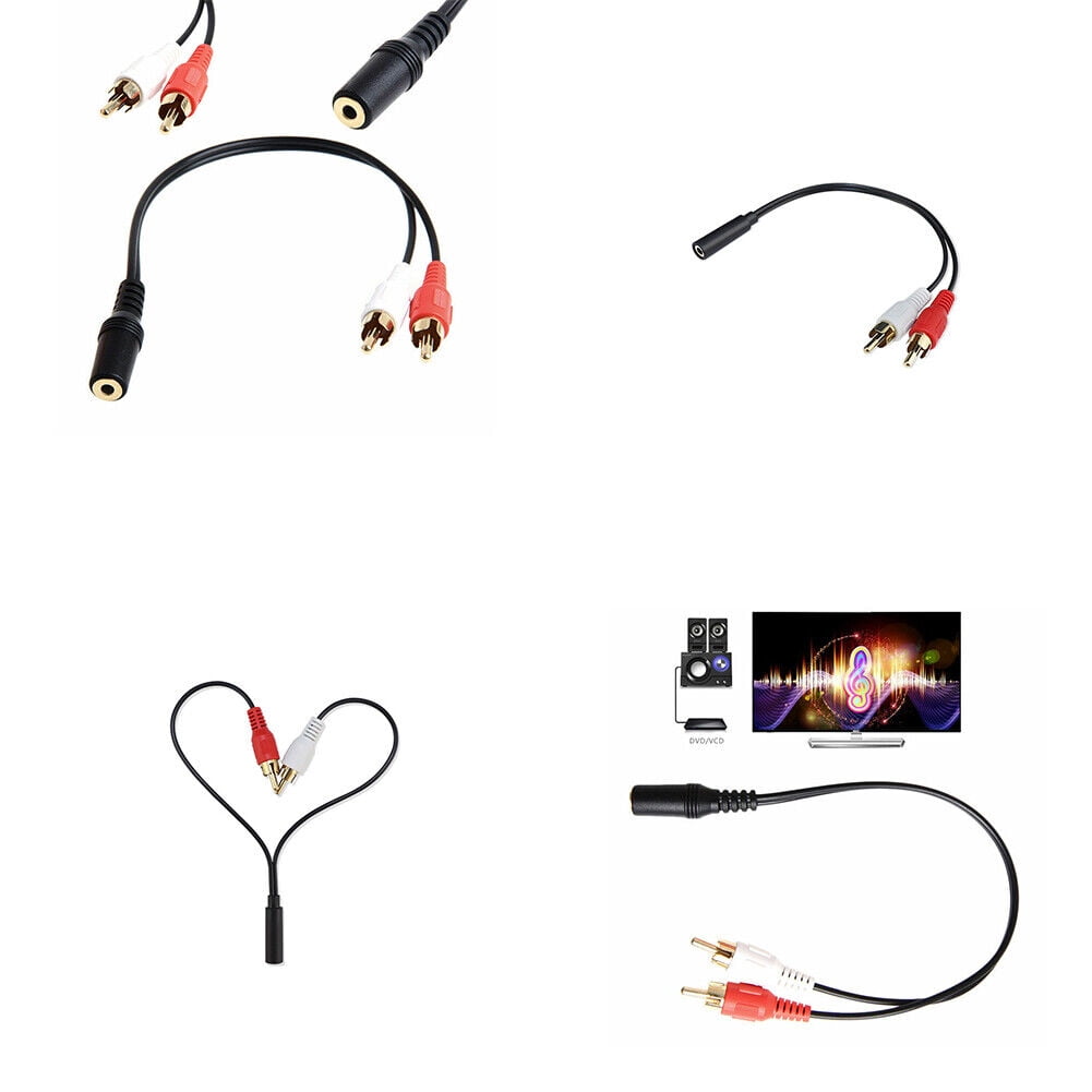 US 1-2 Pack 2 RCA Male Plug to 3.5mm Female Aux Audio Headphone Jack Converter - Walmart.com
