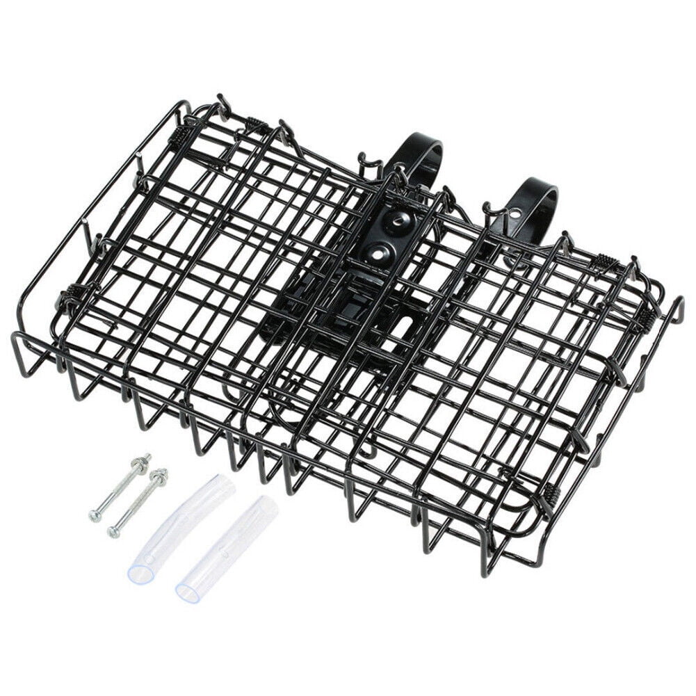 US 1-2 Pack Folding Rear Bike Basket Wire Mesh Fold-Up Detchable Front ...