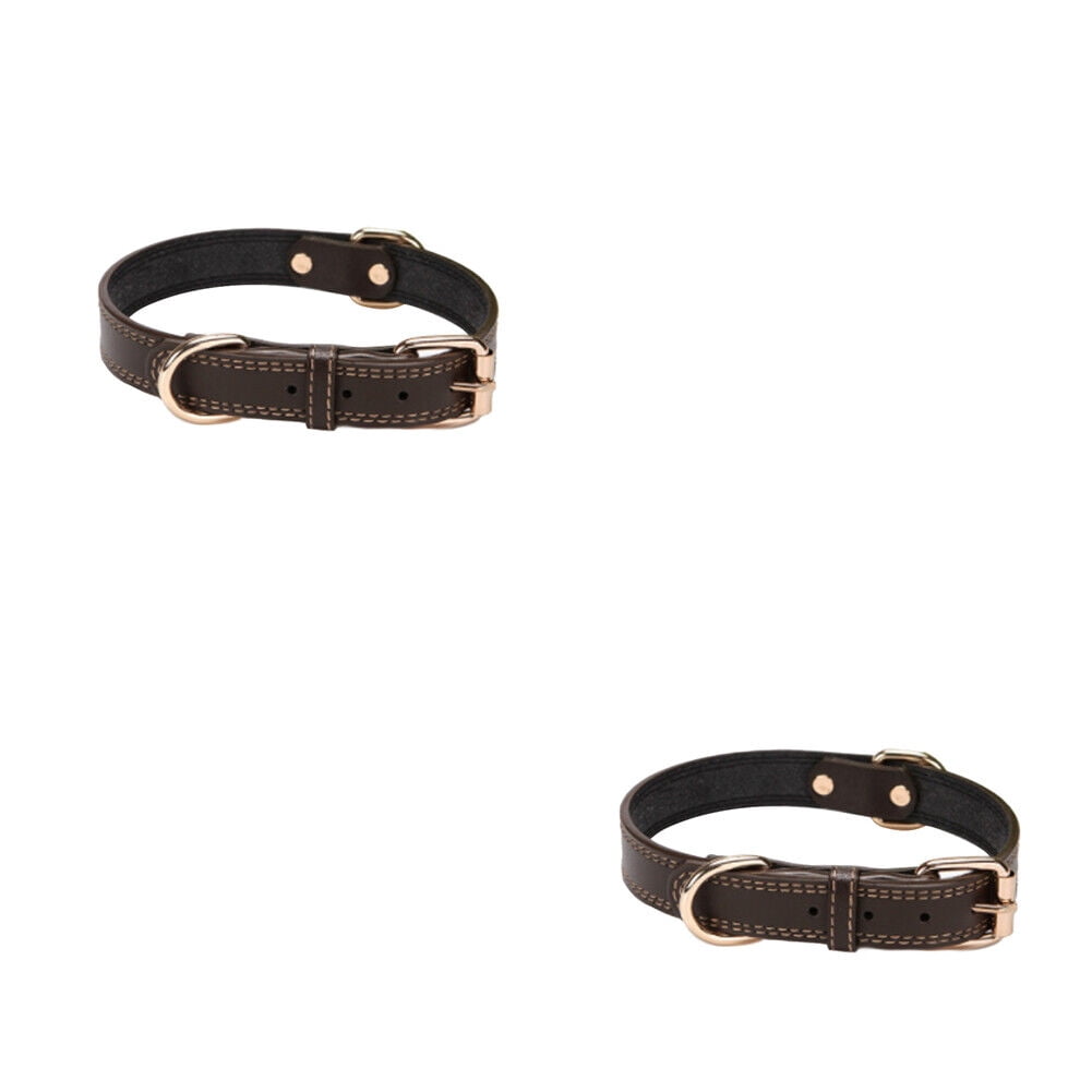 US 1-2 Pack Heavy Duty Full Grain Genuine Leather Dog Collar Strong ...