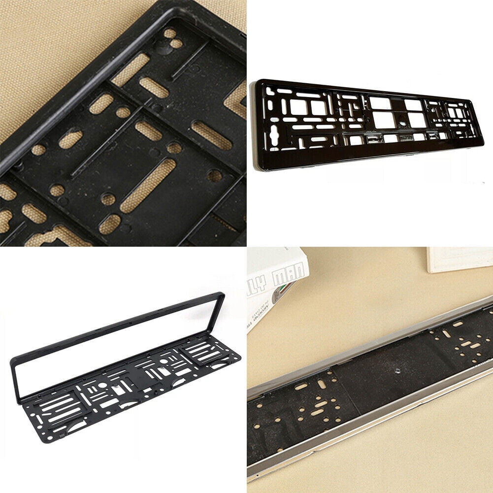 US 1-2 Pack High Quality Black European Size License Plate Frame Holder ...
