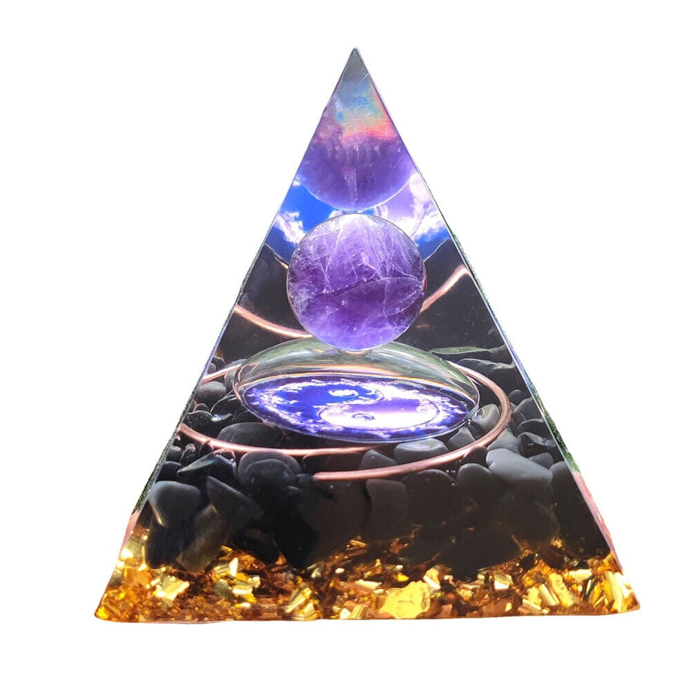 US 1-2 Pack Orgonite Pyramid Amethyst Peridot Healing Crystal Energy ...