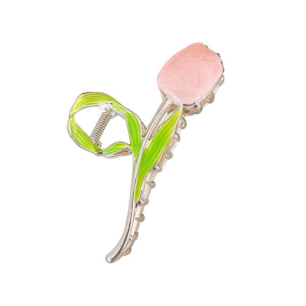 US 1~2 Pack Tulip Floral Enamel Large Metal Hair Claw Flower Blossom ...