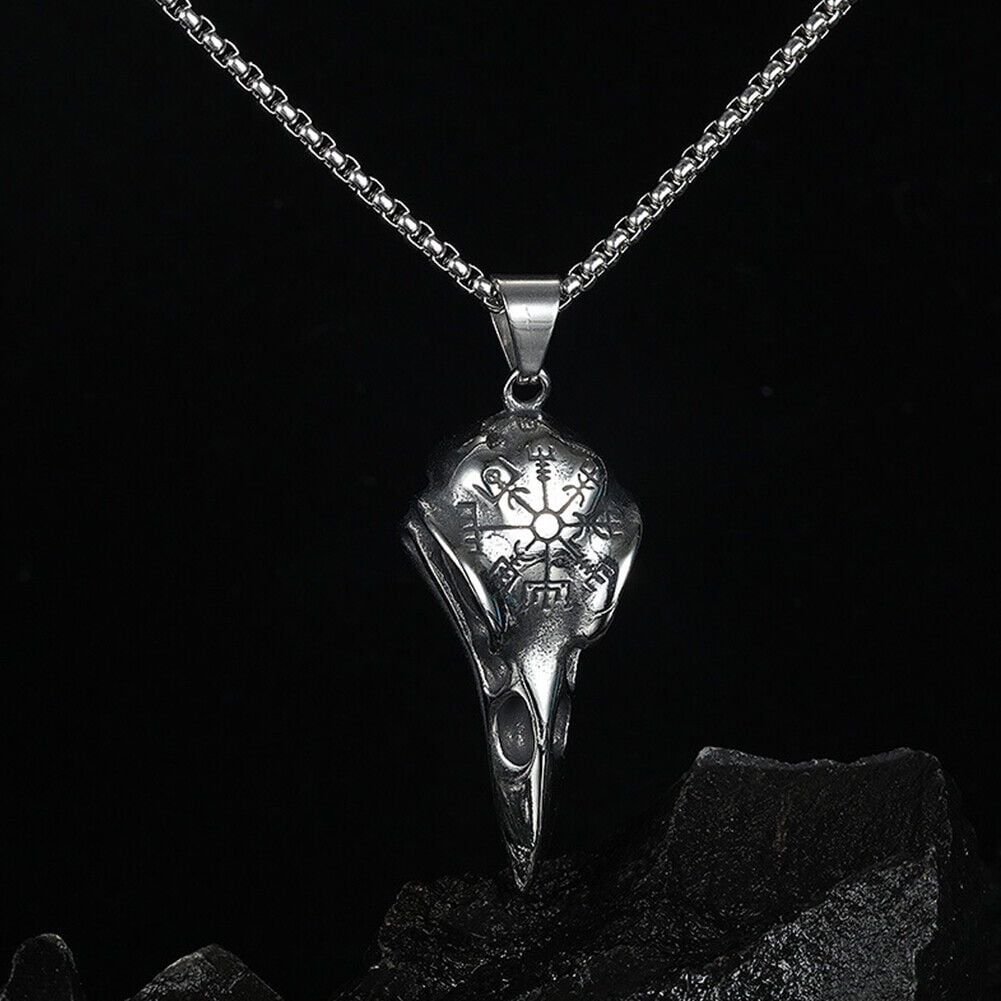 US 1-2 Pack Viking Raven Skull Necklace Vegvisir Norse Talisman ...