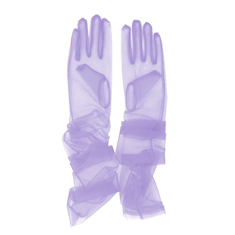 US 1~2 Paris 27'' Wedding Bridal Prom Sheer Tulle Long Elbow Gloves ...