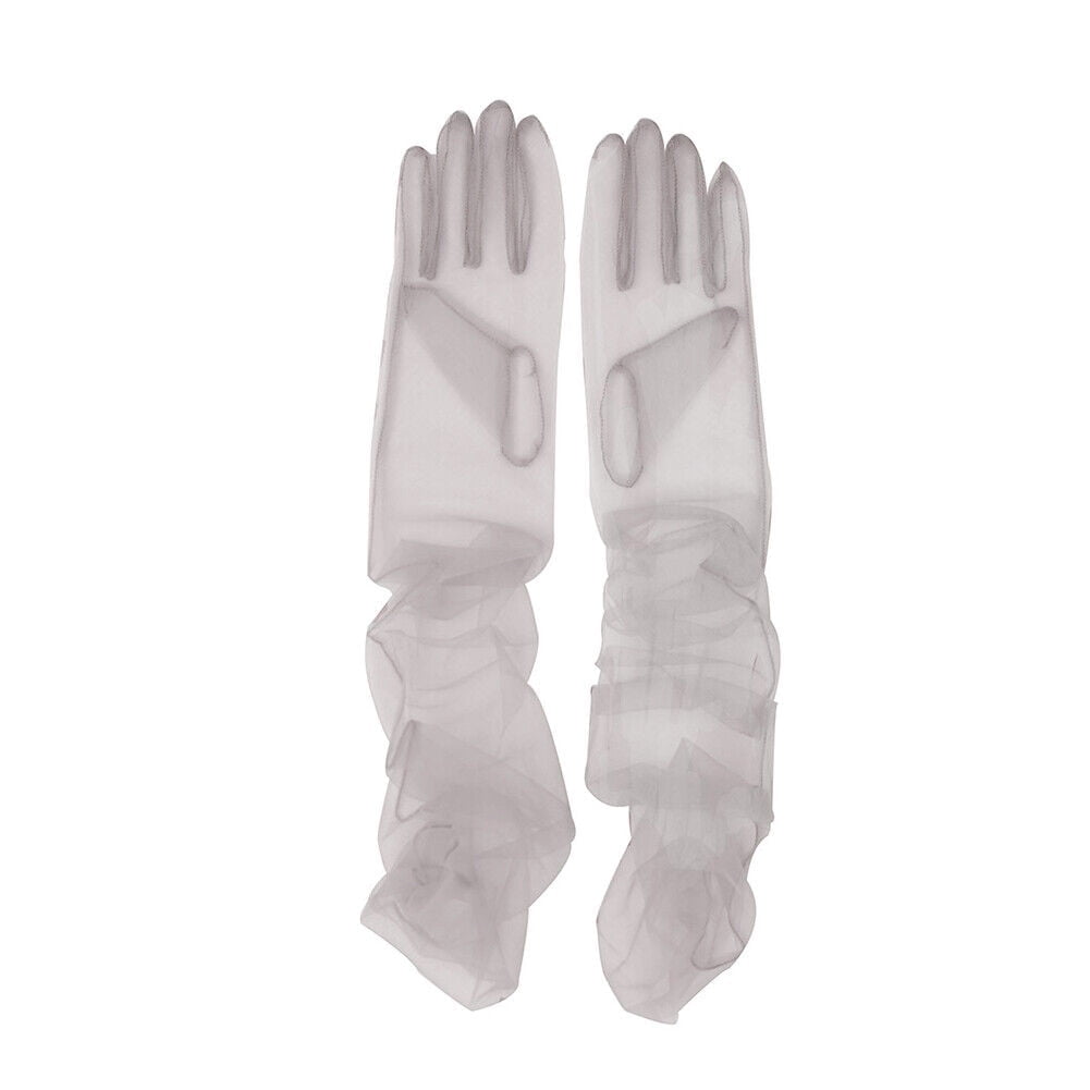 US 1~2 Paris 27'' Wedding Bridal Prom Sheer Tulle Long Elbow Gloves ...