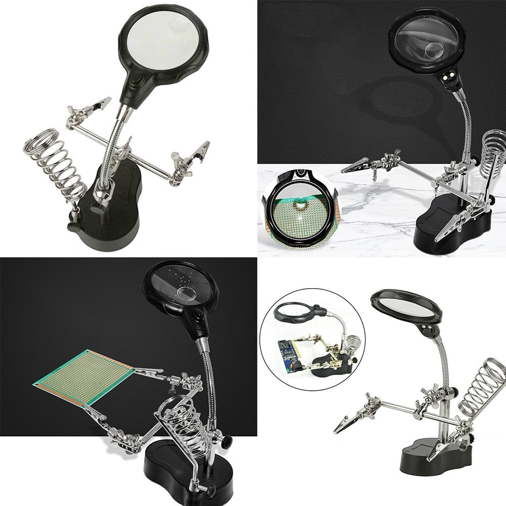 US 1-2 Pc Helping Hand Magnifier Work Station Soldering Solder Iron ...