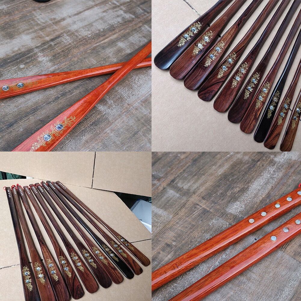 US 1-2 Pcs Extra Long Handle Shoehorn Shoe Horn AID Stick Wooden 55cm ...