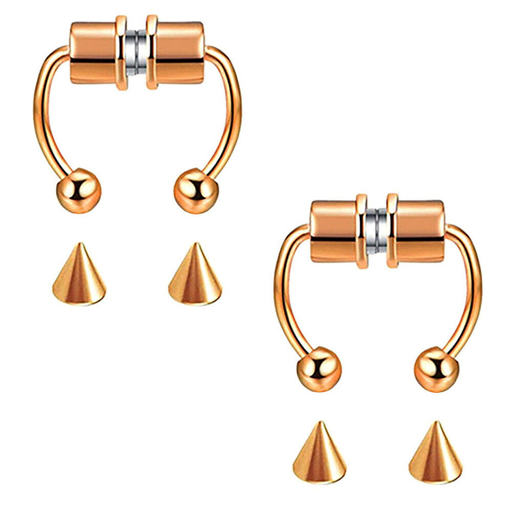 US 1-2 Pcs Magnetic Septum Nose Ring Stainless Steel Fake Non Piercing ...