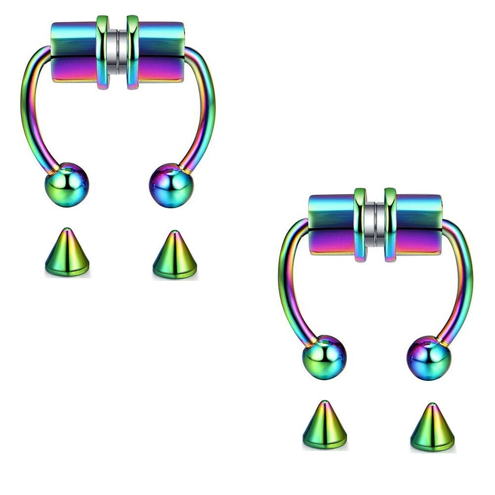 US 1-2 Pcs Magnetic Septum Nose Ring Stainless Steel Fake Non Piercing ...