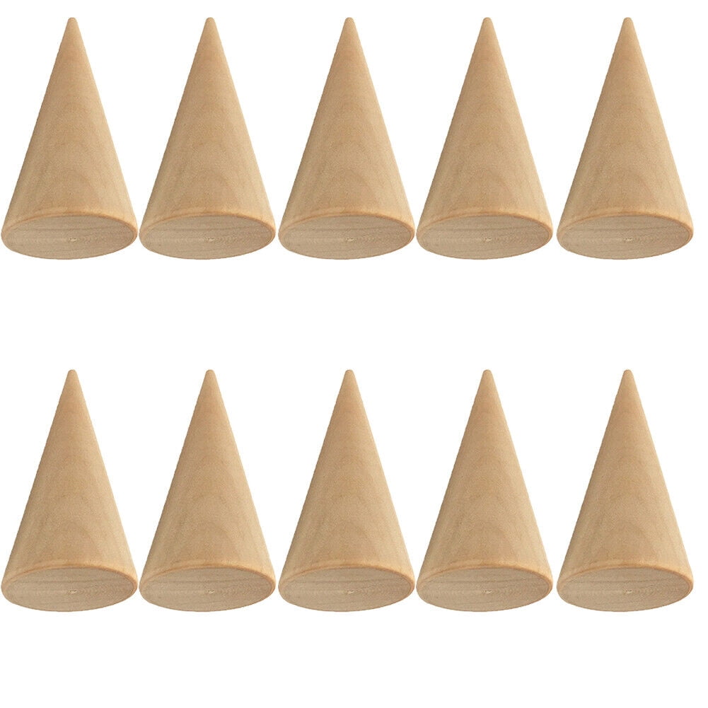 US 10-20 Pc Wood Cone Ring Holder Durable Finger Jewelry Display Stand ...