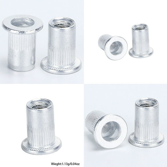US 100-200 Pack 1/4-20 Aluminum Flange Nutserts Rivet Nut Rivnut ...