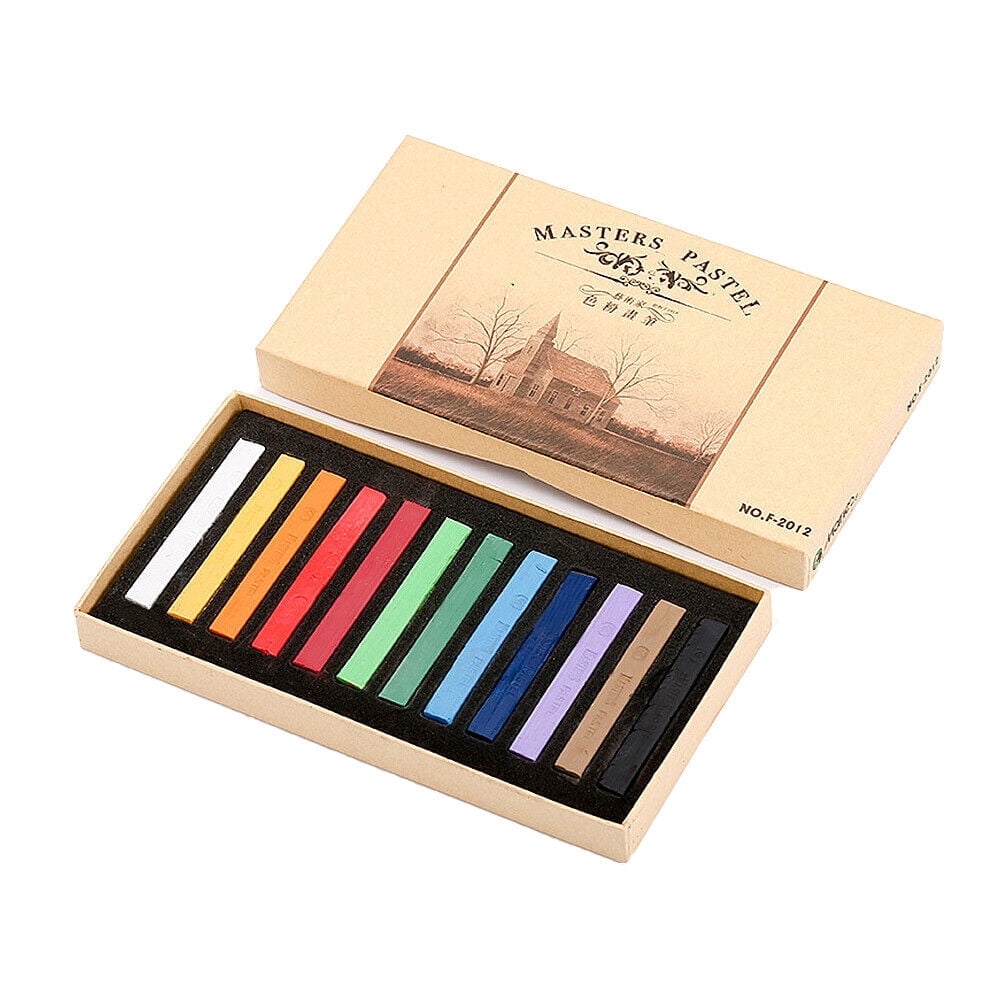 US 12 Colors Non Toxic Artist Pastels Soft Chalk Long Square Dry ...