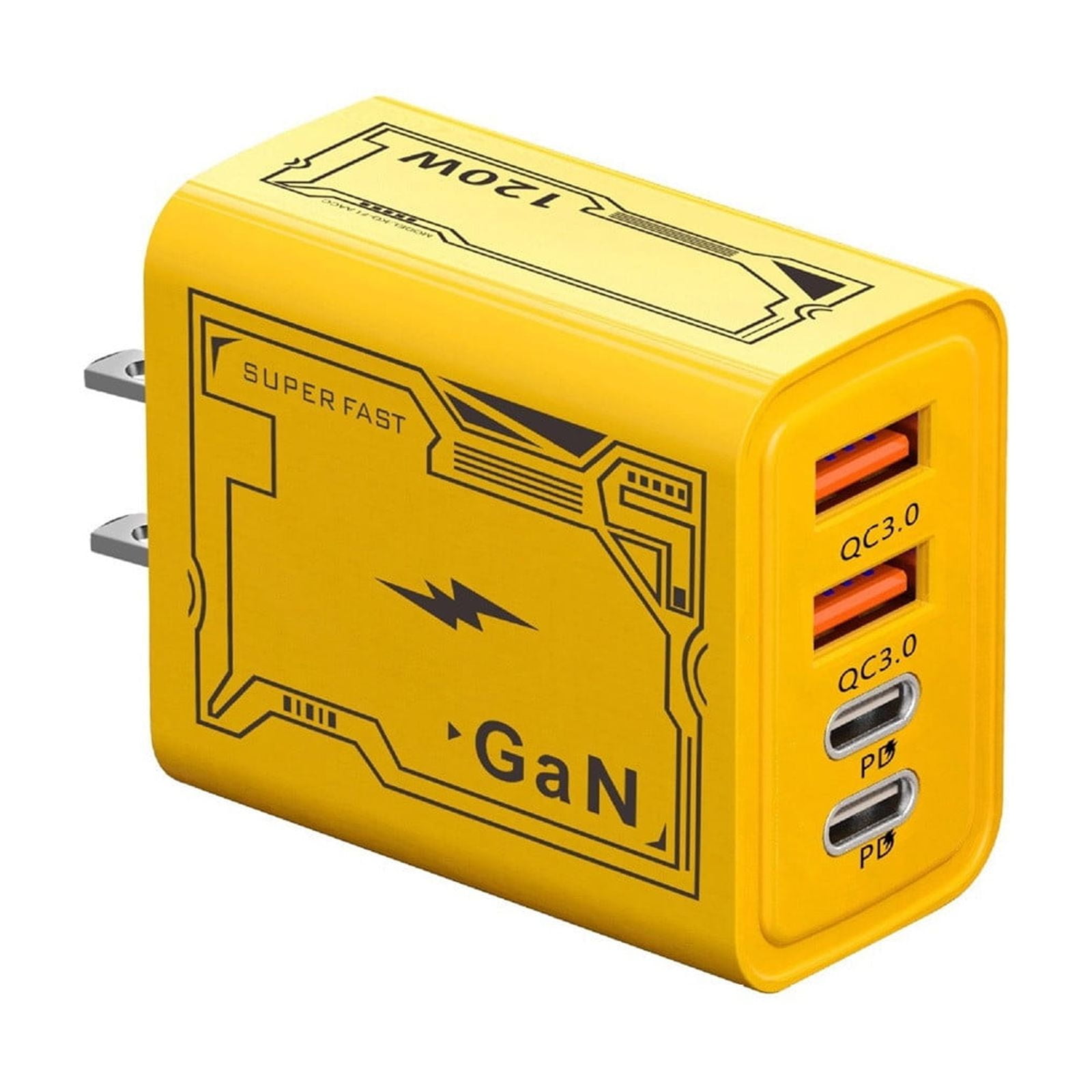 US 120W Gan Charger Fast Charging Adapter With 2 Usb C Ports 2 Usb ...