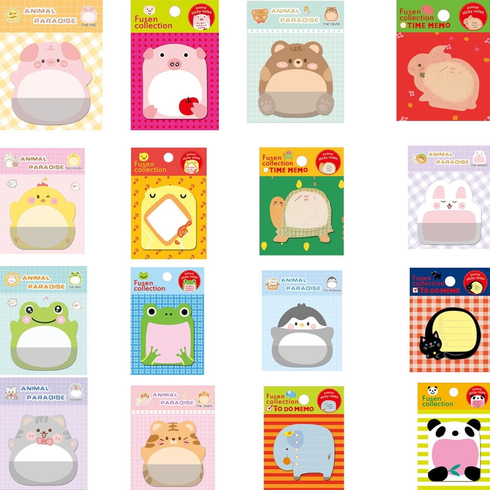 US 16 Pcs (320-640 pages Total) Sticky Notes Cute Animal-Shaped ...