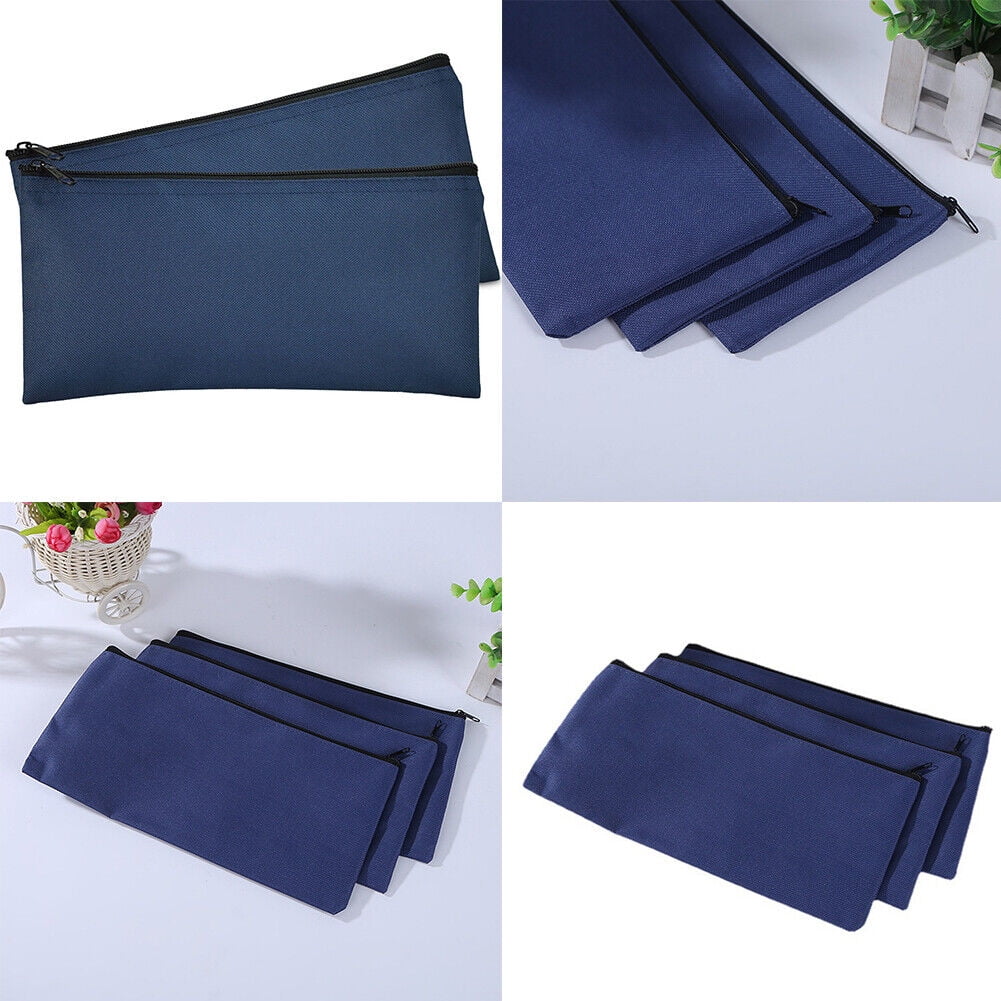 US 2-4 Deposit Bag Bank Pouch Zippered Safe Money Bag Organizer in Navy ...