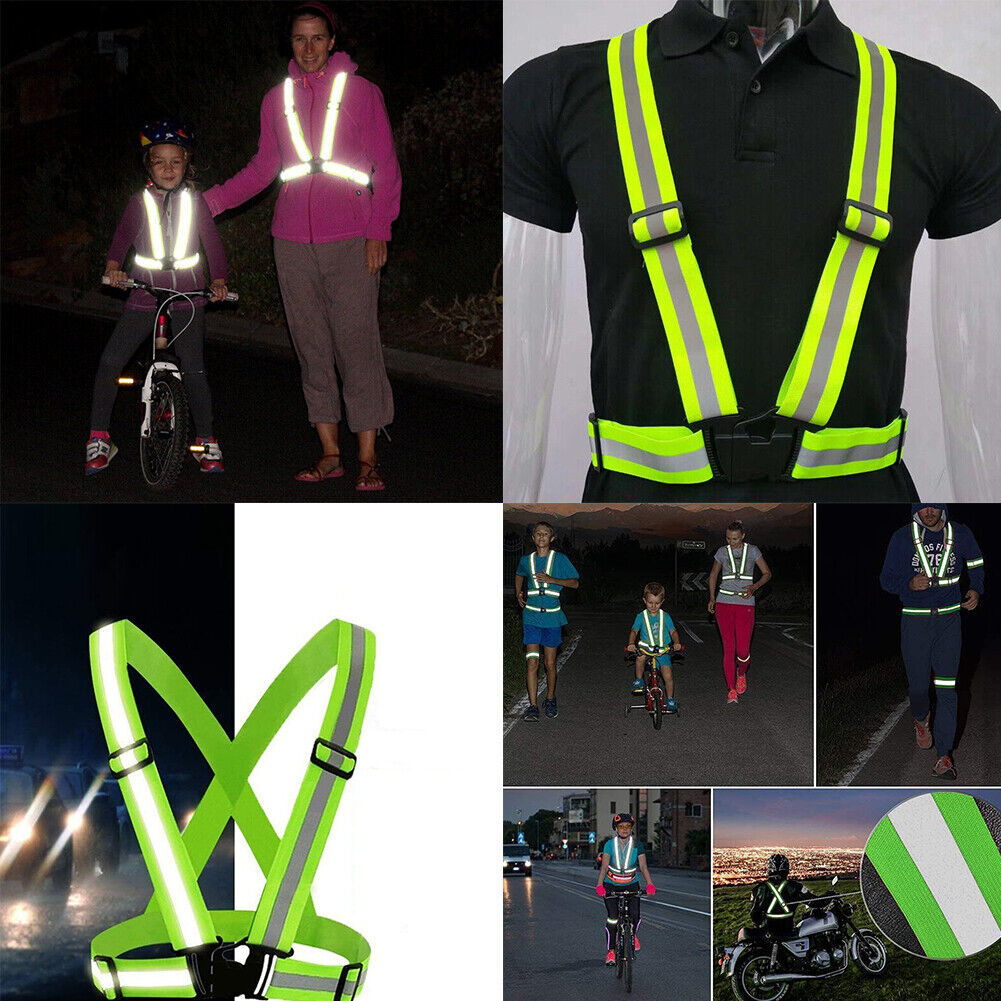 US 2-4 Pack Reflective Glow Belt Adjustable Elastic Safety Vest High ...
